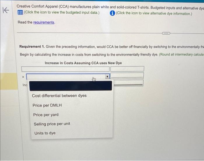 Solved Creative Comfort Apparel (CCA) manufactures plain | Chegg.com