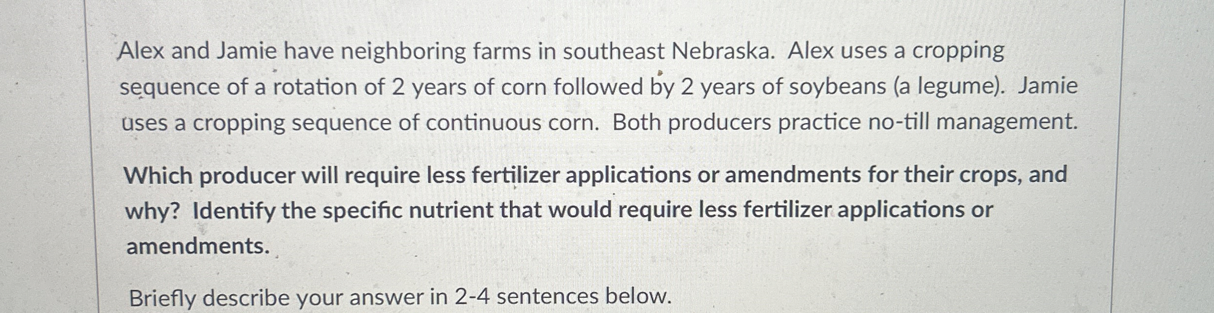 High Quality SOLUTION Alex and Jamie have neighboring farms in southeast | Chegg.com
