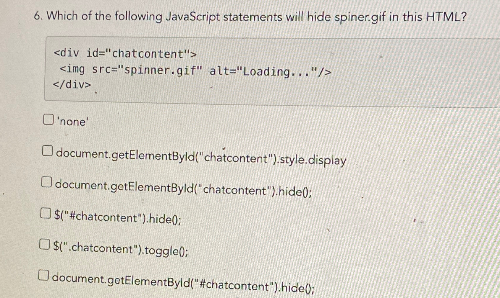 Solved Which of the following JavaScript statements will | Chegg.com