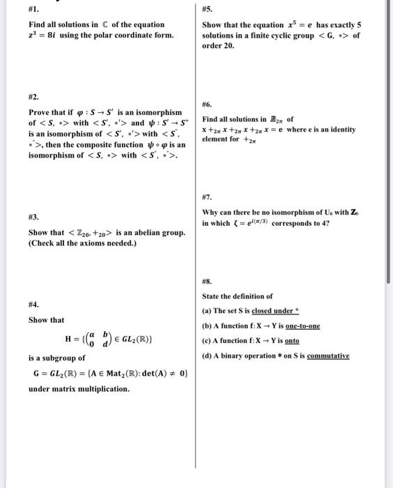 Solved 1-8 please | Chegg.com