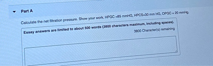 Solved Part A Calculate the net filtration pressure. Show | Chegg.com