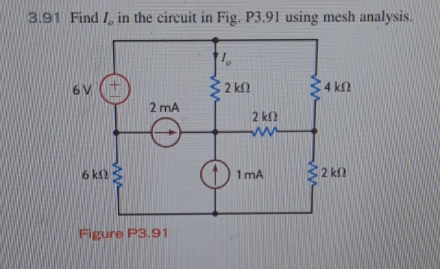 Solved 3.91 ﻿Find Io ﻿in the circuit in Fig. P3.91 ﻿using | Chegg.com