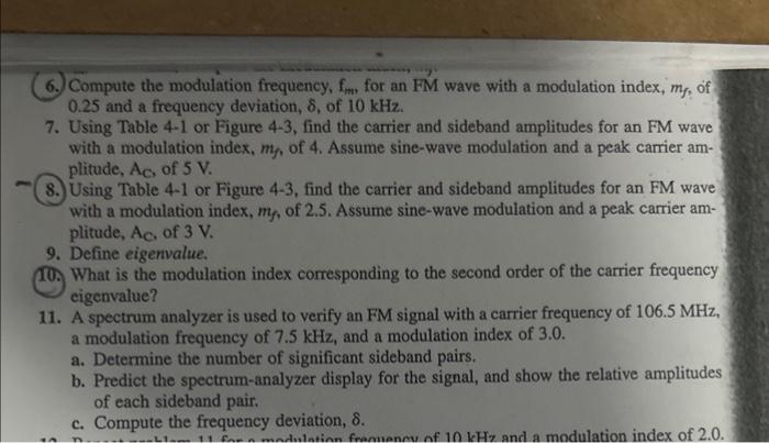 Solved 6. Compute the modulation frequency, fm, for an FM | Chegg.com