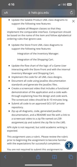Here's my code. I just need a UML Diagram and a | Chegg.com
