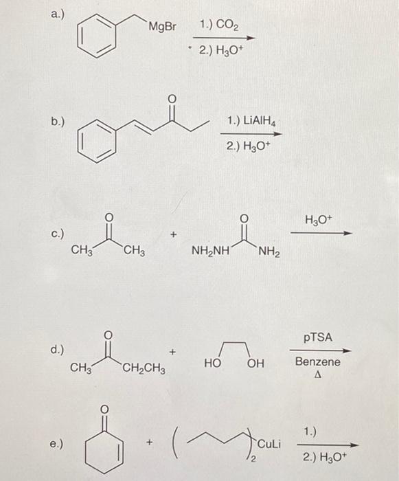 Solved 2 2.) H3O+ 1.) CO2 H3O+ Δ 1.) 2.) H3O+Benzene Δ 1.) | Chegg.com