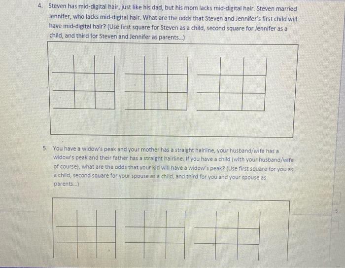 Solved 4. Steven has mid-digital hair, just like his dad, | Chegg.com