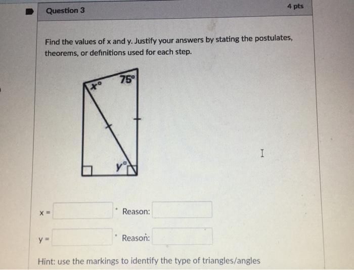 Solved Find the values of x and y. Justify your answers by | Chegg.com
