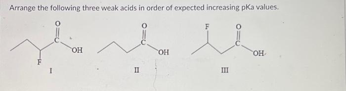 Solved Arrange the following three weak acids in order of | Chegg.com