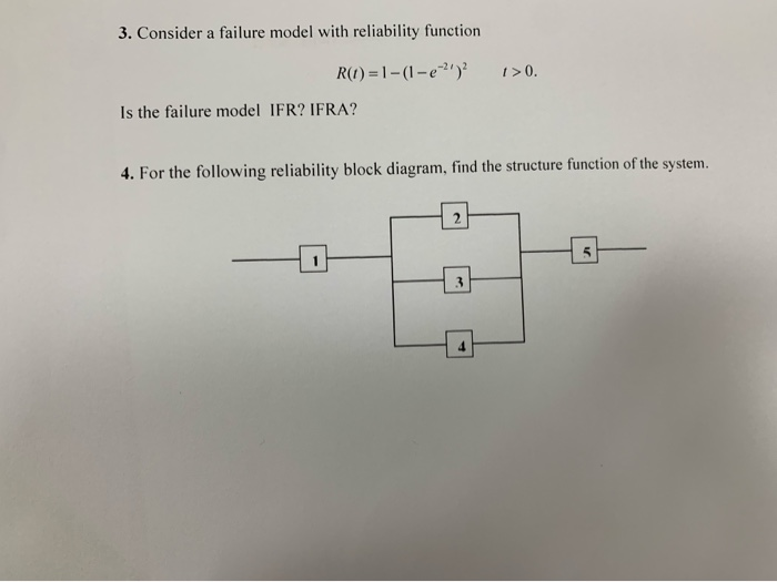 3. Consider a failure model with reliability function | Chegg.com