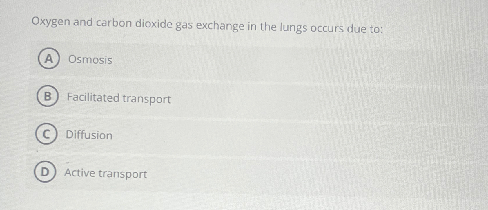 Solved Oxygen and carbon dioxide gas exchange in the lungs | Chegg.com