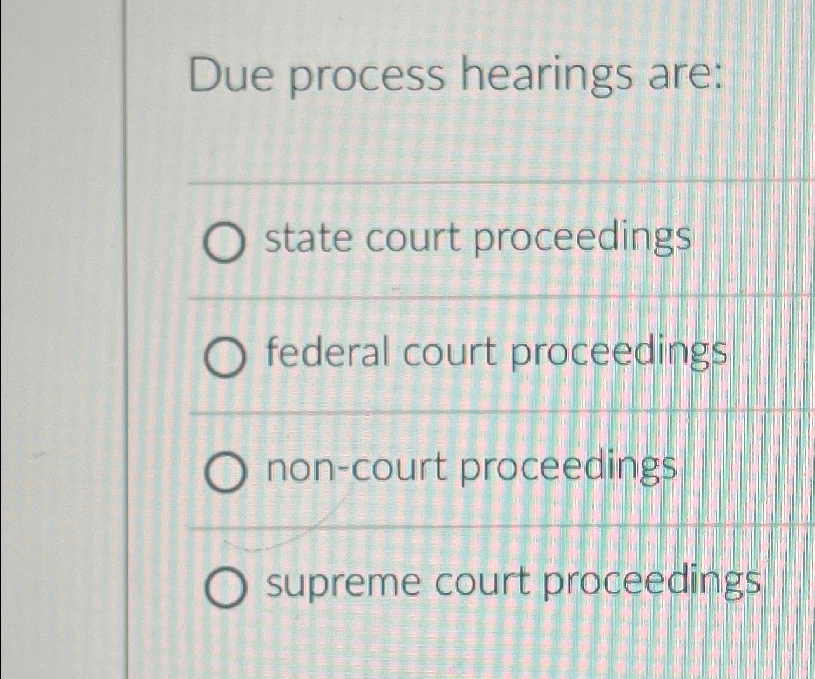 Solved Due process hearings are:state court | Chegg.com