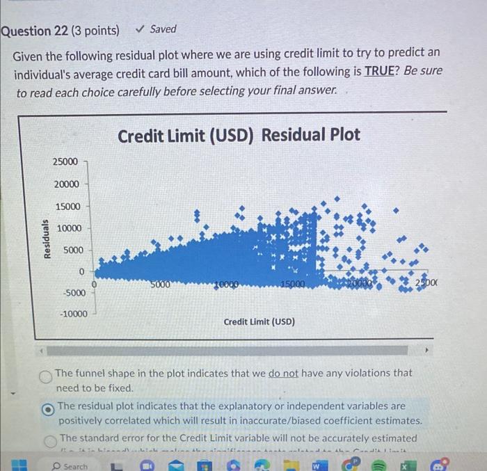 Solved Given the following residual plot where we are using | Chegg.com
