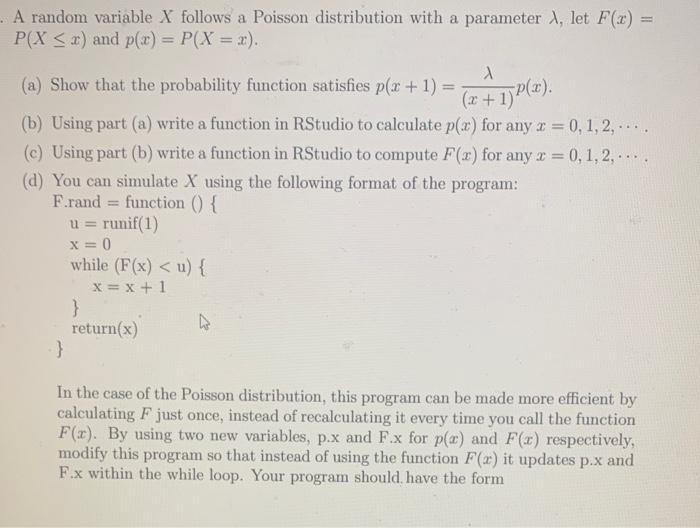 Solved A Random Variable X Follows A Poisson Distribution