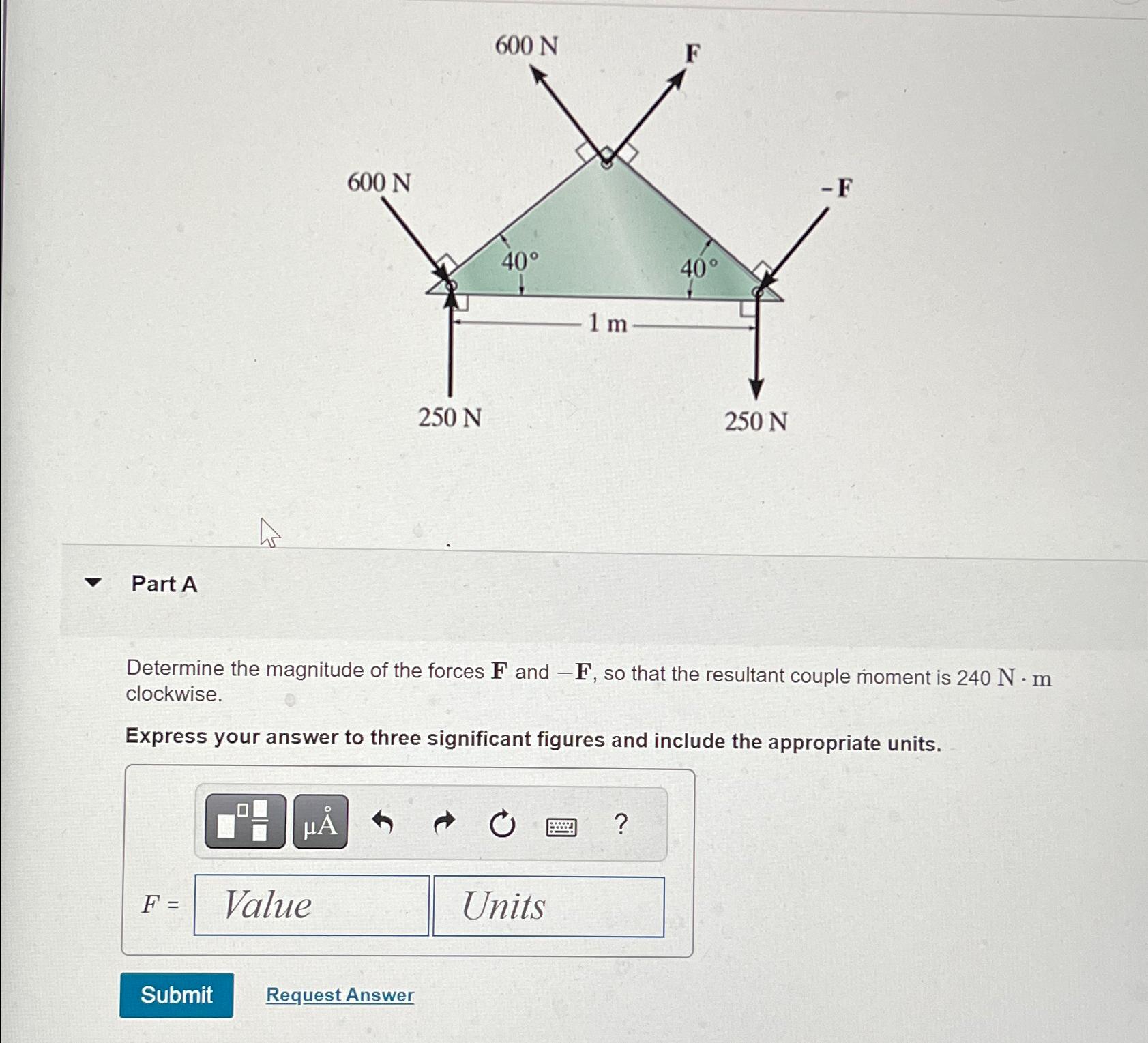 Solved Part Adetermine The Magnitude Of The Forces F ﻿and