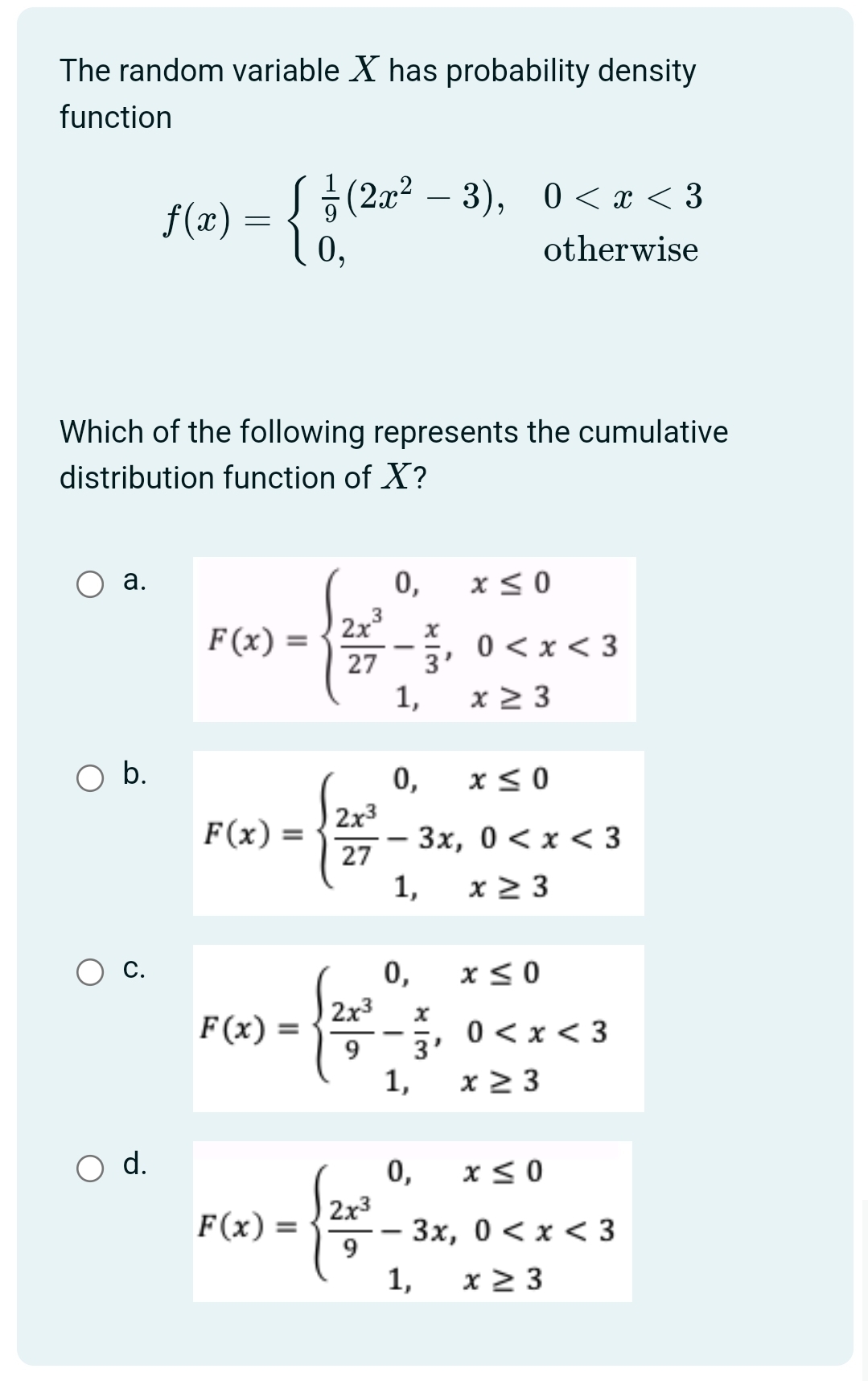 Solved The random variable x ﻿has probability | Chegg.com