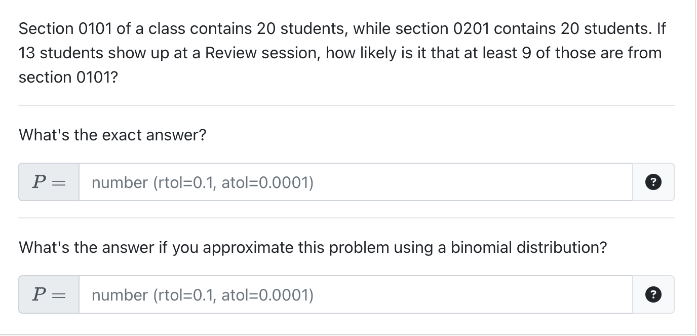 Solved Section 0101 ﻿of a class contains 20 ﻿students, while | Chegg.com