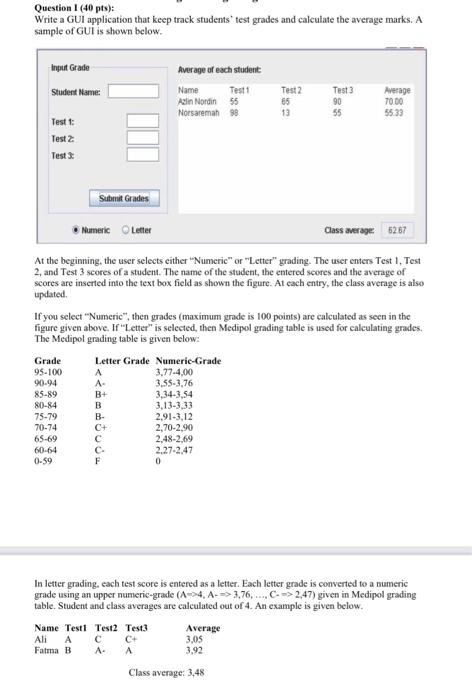 Solved Question I (40 pts): Write a GUI application that | Chegg.com