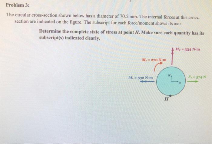 Solved The circular cross-section shown below has a diameter | Chegg.com