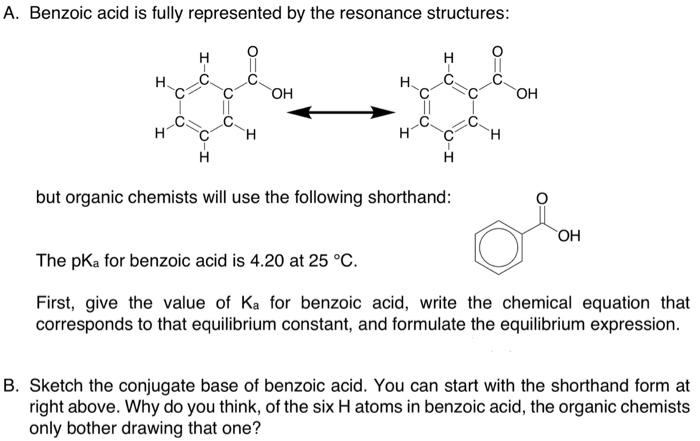 Solved A. Benzoic acid is fully represented by the resonance | Chegg.com
