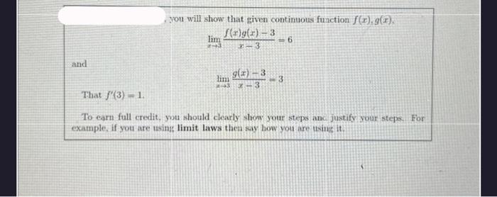 Solved You will show that given continuous function | Chegg.com