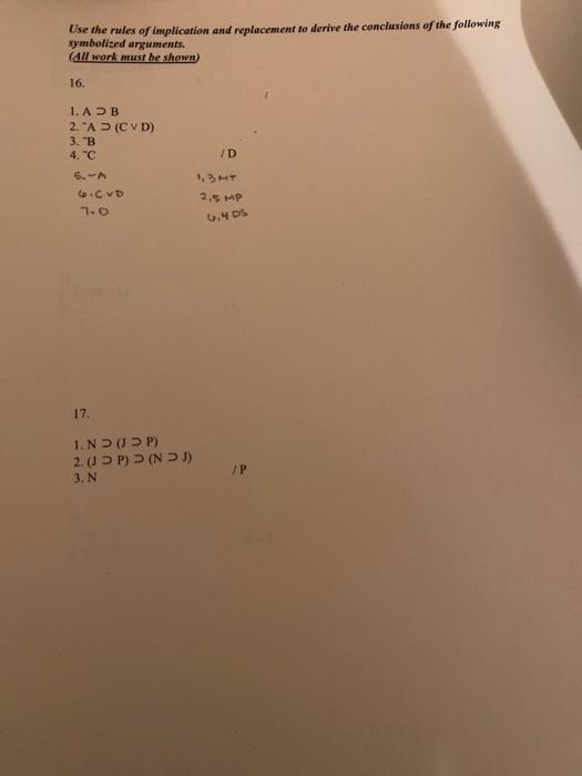 Solved Use the rules of implication and replacement to | Chegg.com