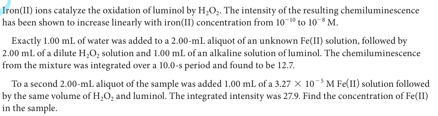 Solved Iron(II) ﻿ions catalyze the oxidation of luminol by | Chegg.com