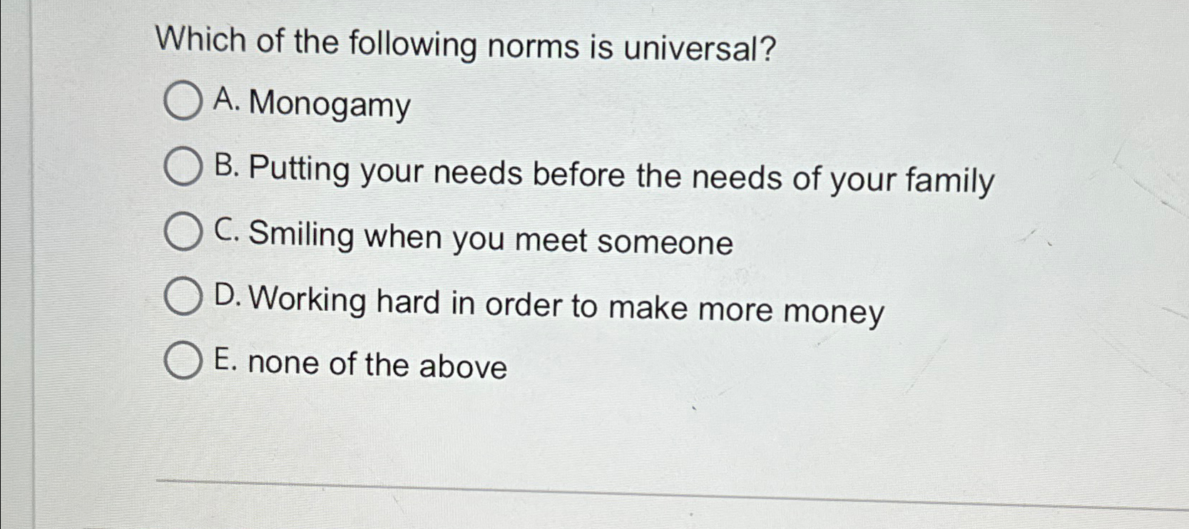 Solved Which of the following norms is universal?A. | Chegg.com