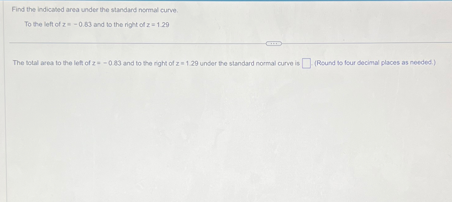 Solved Find the indicated area under the standard normal | Chegg.com