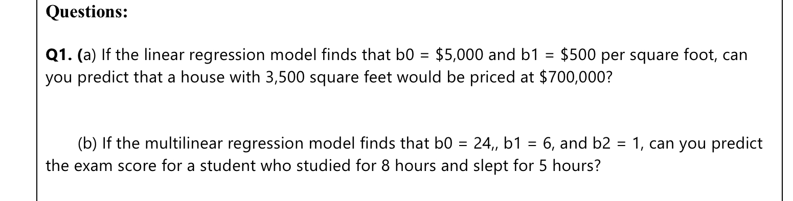 Solved Questions:Q1. (a) ﻿If the linear regression model | Chegg.com