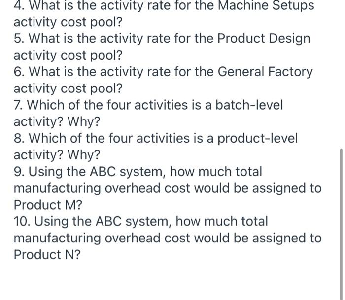 Solved Activity Cost Pool Machining Setups Activity | Chegg.com