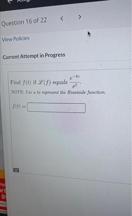 Solved Find f(t) if L(f) equals s2e−4s. NOTE: Use u to | Chegg.com