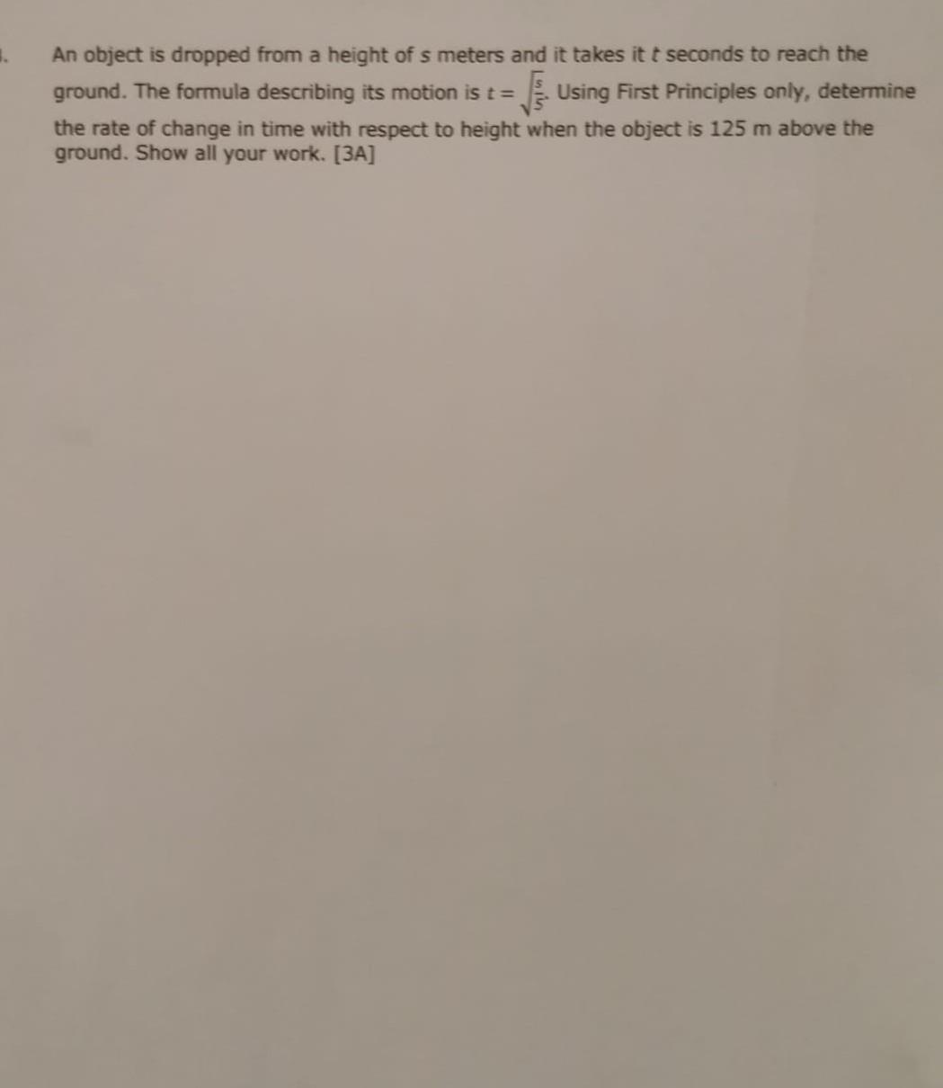 Solved An object is dropped from a height of s meters and it | Chegg.com