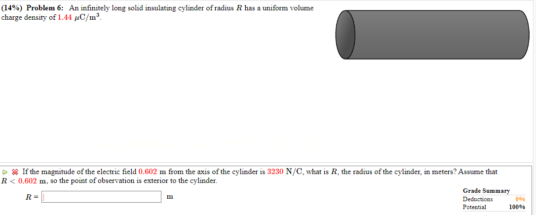 Solved (14%) ﻿Problem 6: An infinitely long solid insulating | Chegg.com