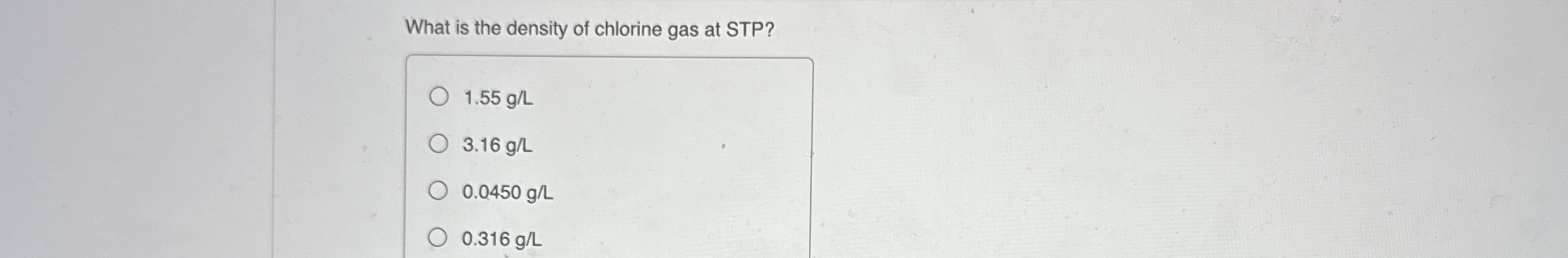 Solved What is the density of chlorine gas at | Chegg.com
