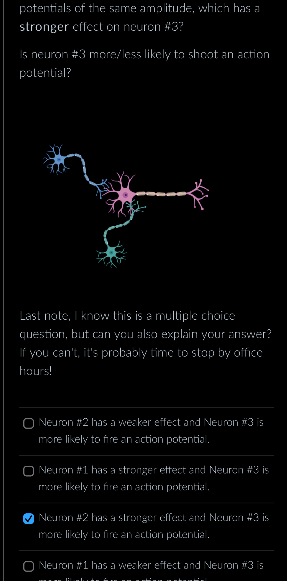 Solved If neuron #1 ﻿and neuron #2 ﻿trigger graded | Chegg.com