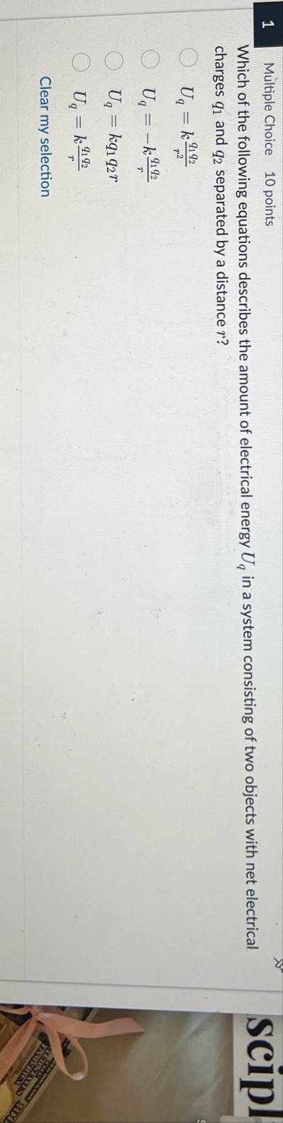 Solved 1Multiple Choice 10 ﻿pointsWhich of the following | Chegg.com