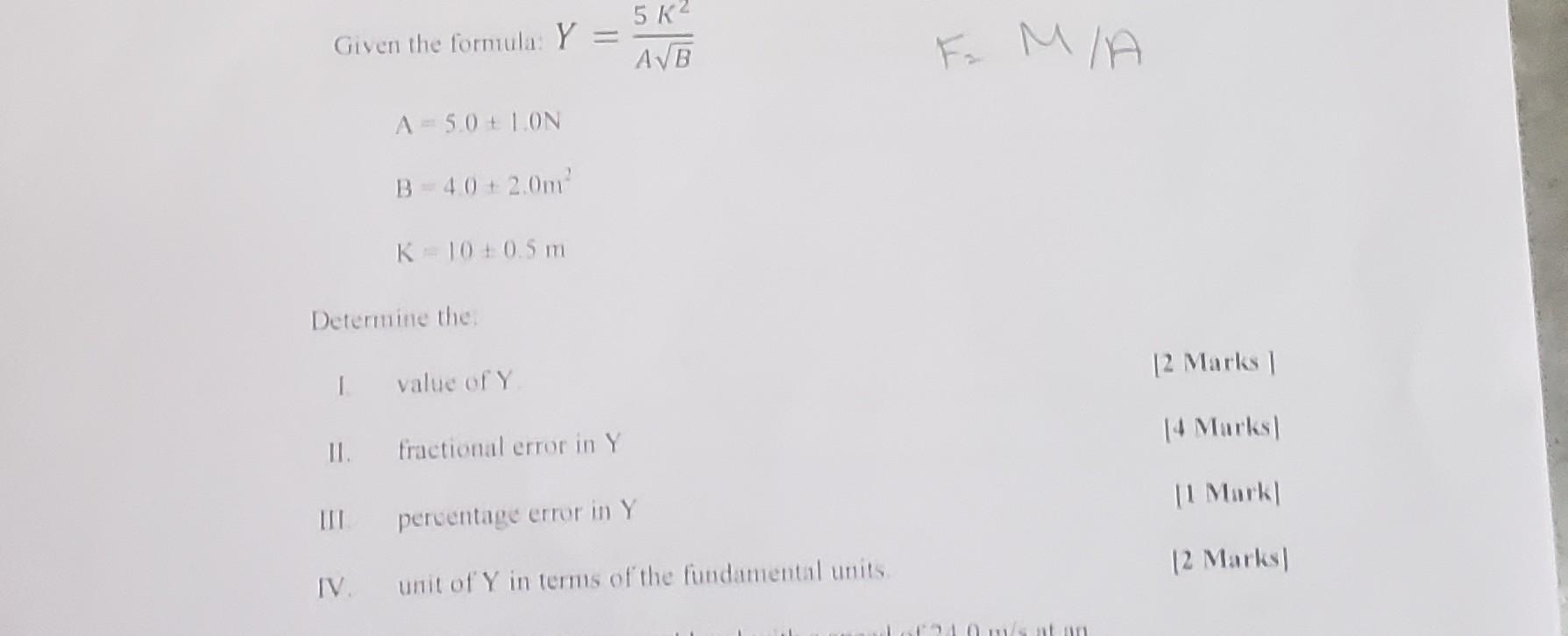 Solved Given the formula: | Chegg.com