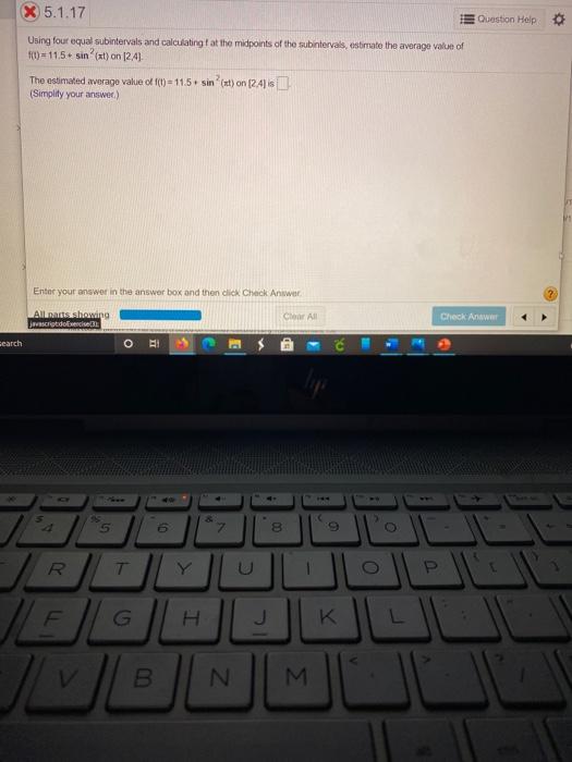 Solved X 5.1.17 Question Help Using four equal subintervals | Chegg.com