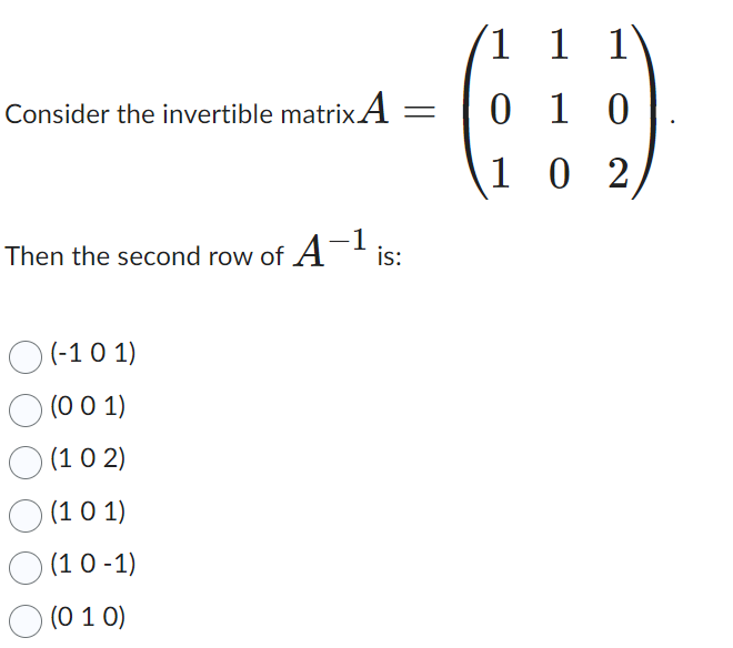Solved Consider the invertible matrix | Chegg.com