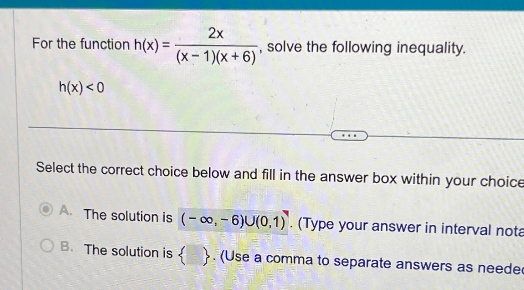 Solved For the function h(x)=2x(x-1)(x+6), ﻿solve the | Chegg.com
