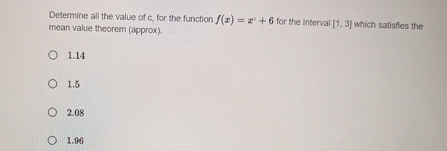 Solved Determine all the value of c, ﻿for the function | Chegg.com