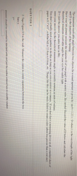 Solved The minimum resolvable angle between two objects for | Chegg.com