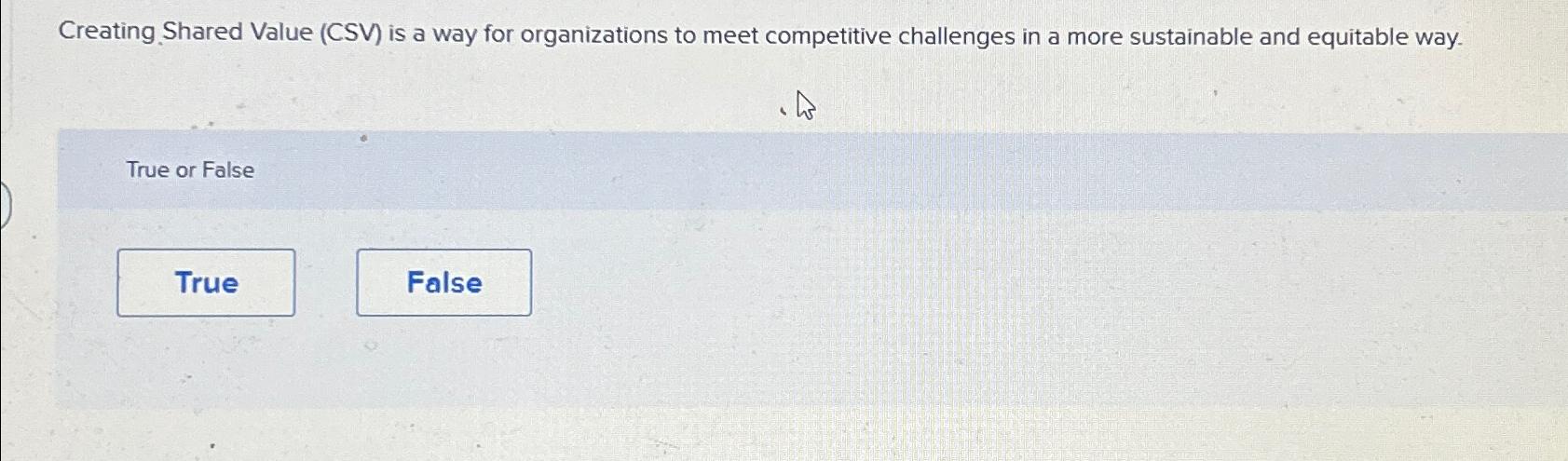 Solved Creating Shared Value (CSV) ﻿is a way for | Chegg.com