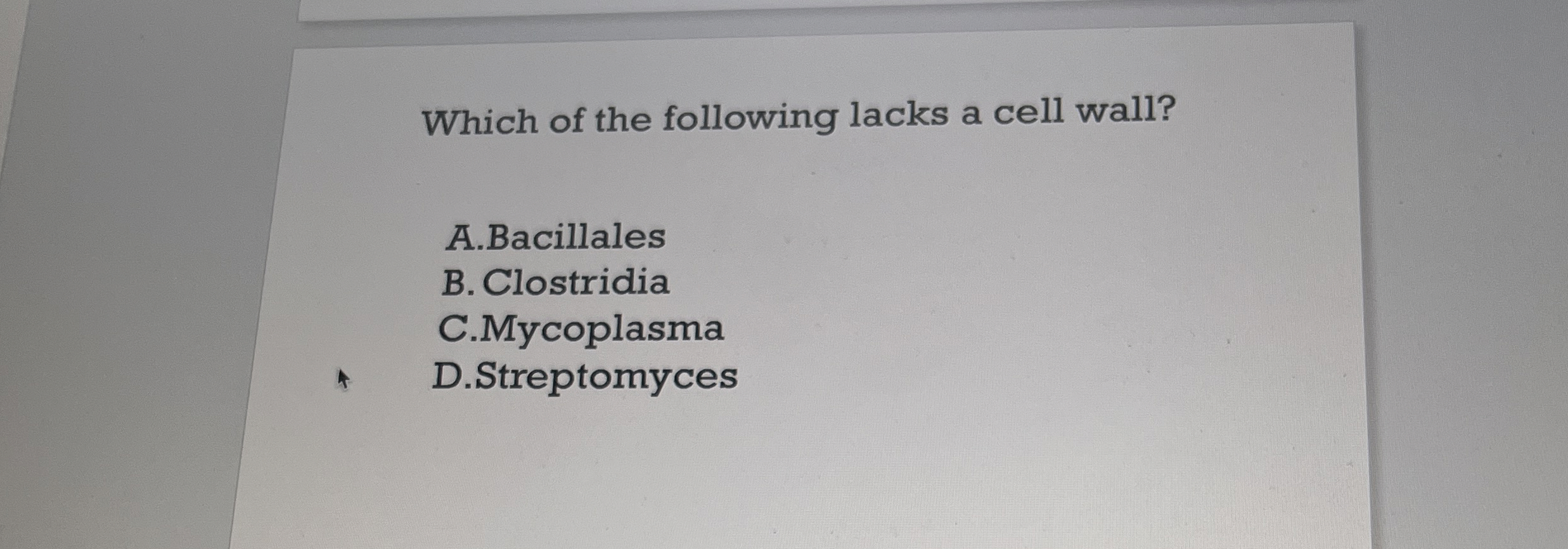 Solved Which of the following lacks a cell | Chegg.com