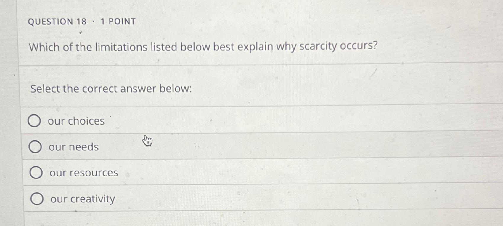 Solved QUESTION 18 - 1 ﻿POINTWhich of the limitations listed | Chegg.com