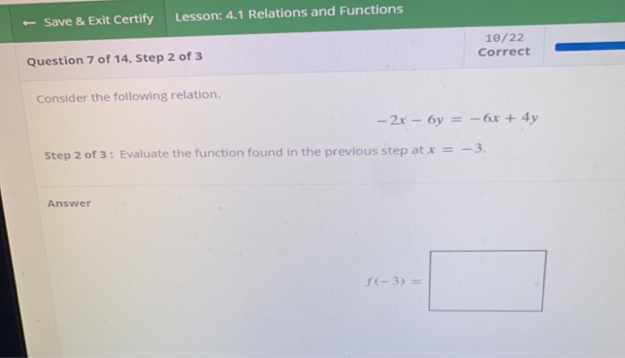 Solved Save & Exit Certify Lesson: 4.1 Relations and | Chegg.com