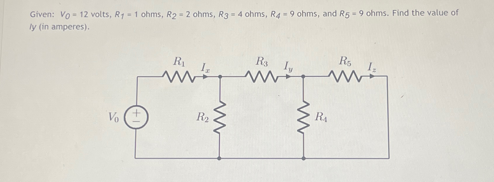 Solved Given: V0=12 ﻿volts, R1=1 ﻿ohms, R2=2 ﻿ohms, R3=4 | Chegg.com