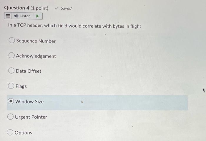 Solved In a TCP header, which field would correlate with | Chegg.com