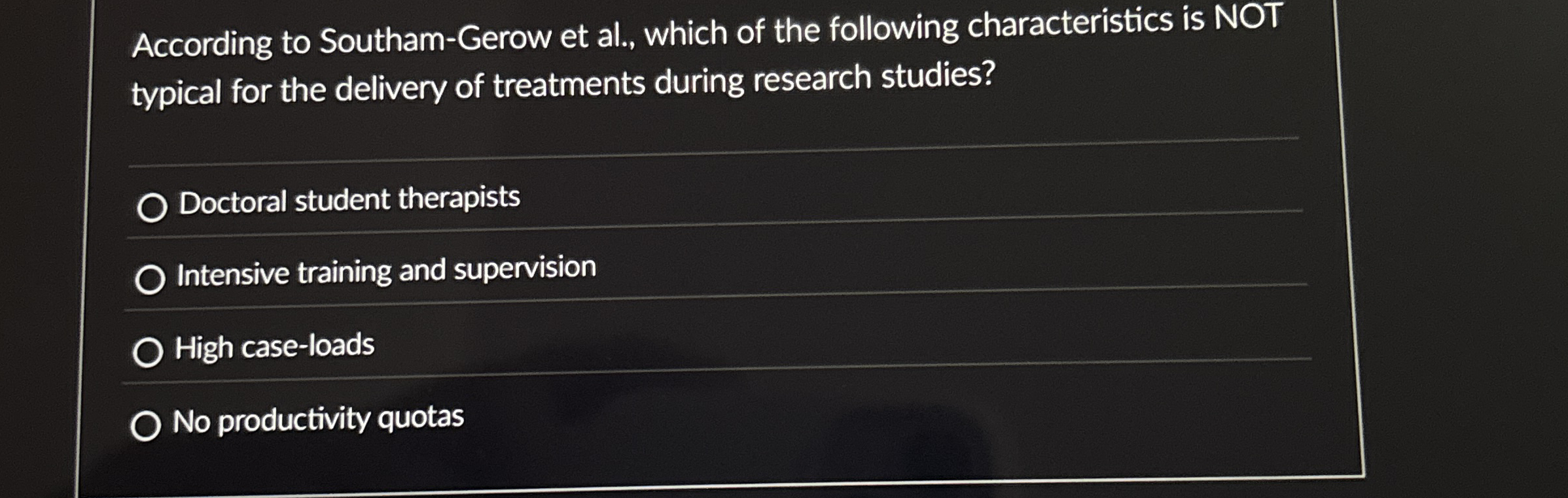 Solved According to Southam-Gerow et al., ﻿which of the | Chegg.com