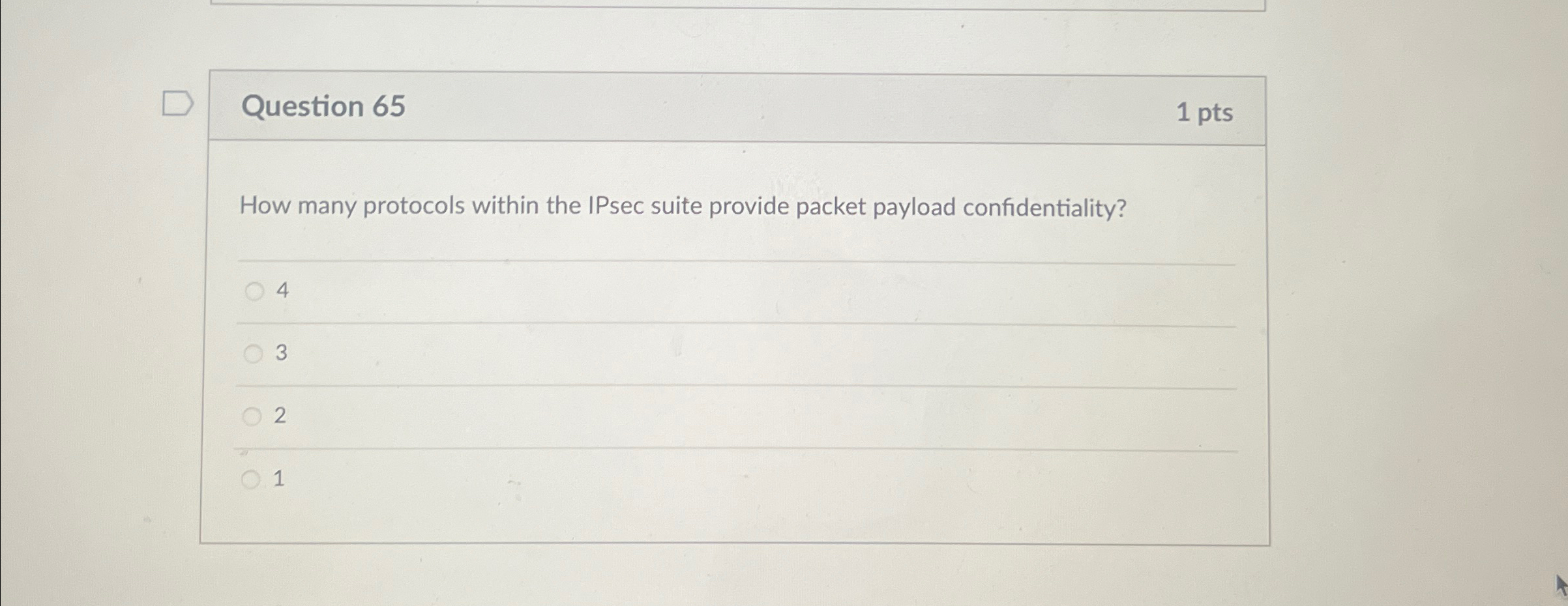 Solved Question 651 ﻿ptsHow many protocols within the IPsec | Chegg.com